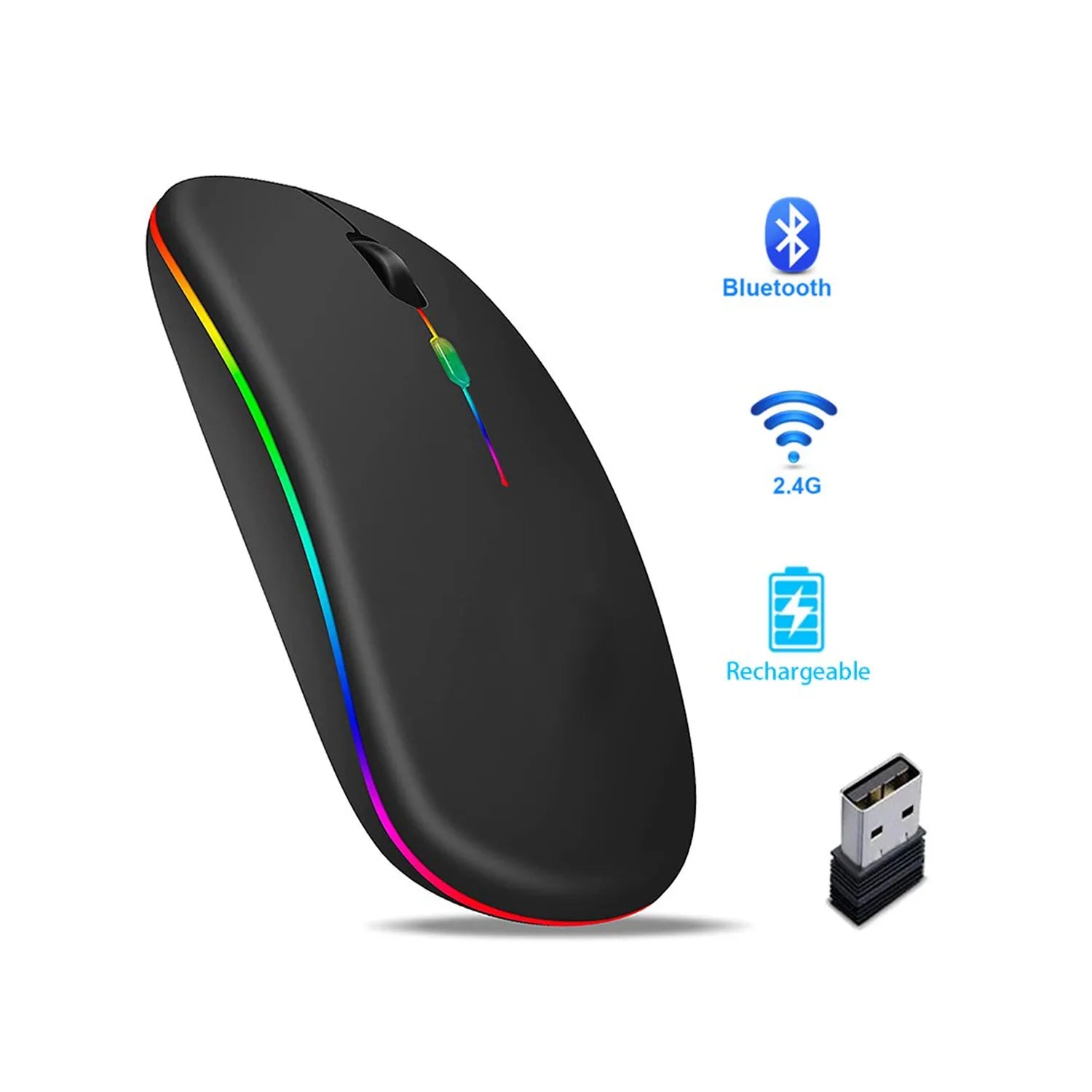 Muvit RGB Wireless Rechargeable Mouse (Black Color)